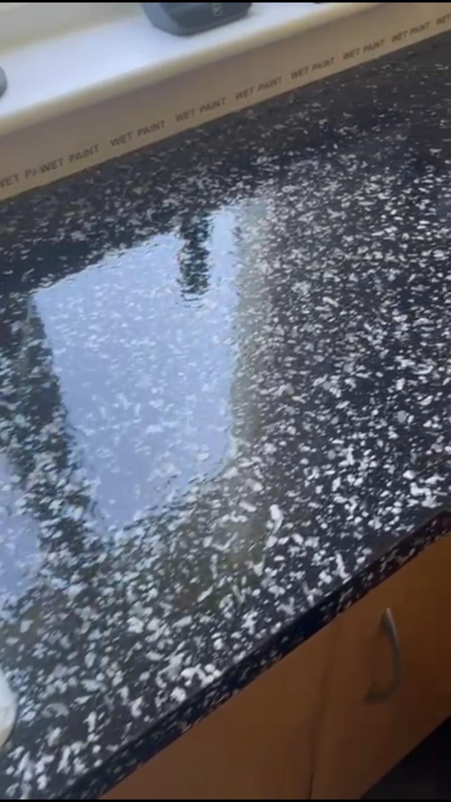 Black and White Spray Granite to Kitchen Worktops | Plaster King